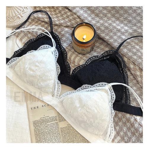 法式薄款小胸內衣白色無鋼圈舒適蕾絲三角杯文胸夏季透氣性感bra|胸罩|ETMall東森購物網
