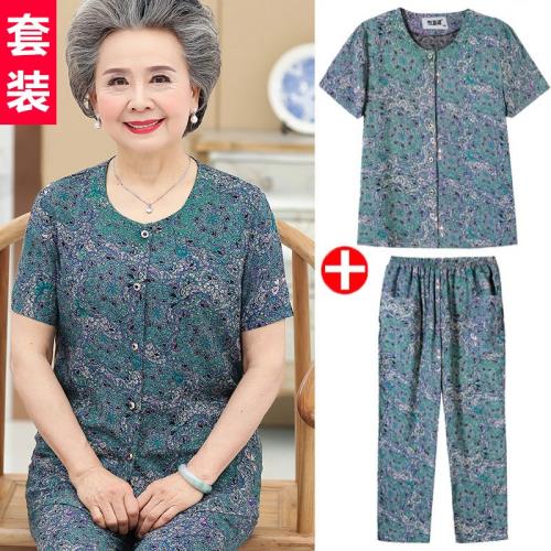 恒源祥中老年女純棉綢夏裝 60-70歲老人媽媽短袖開衫奶奶半袖套裝|中老年女裝|ETMall東森購物網