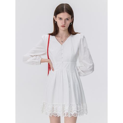 EGGKA法式連衣裙夏季新款V領蕾絲|洋裝|ETMall東森購物網