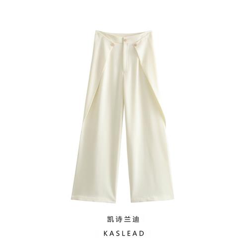 KASLEAD 新款 女裝 歐美風時尚休閑百搭不規則直筒長褲|休閒褲|ETMall東森購物網
