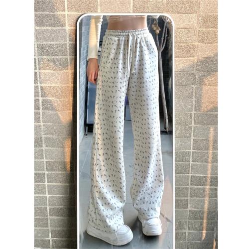 175高個子加長180碎花褲子女春夏高腰寬松直筒闊腿休閑垂感拖地褲|衛褲|ETMall東森購物網
