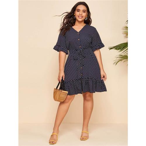 women dress fashion print big size S-3XL skirt 歐美大碼女裙|洋裝|ETMall東森購物網