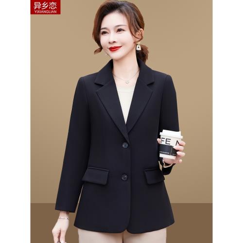中老年春秋洋氣外套40歲50中年女媽媽春裝西服小西裝短款2024新款|中老年女裝|ETMall東森購物網