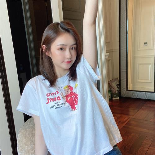 閉店清倉！短款正肩t恤女ins潮網紅純棉日系復古短袖夏日t恤|T恤|ETMall東森購物網