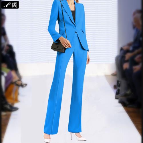 E閣西裝套裝女時尚潮流氣質2021秋修身休閑英倫風闊腿褲職業西服|時尚套裝|ETMall東森購物網