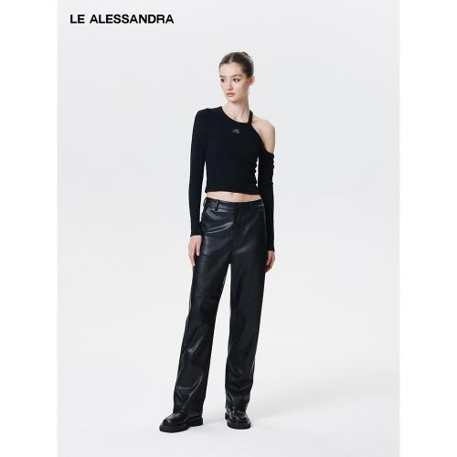 品牌直營 LE ALESSANDRA 羊毛螺紋高級感露肩針織衫長袖T恤女上衣|T恤|ETMall東森購物網