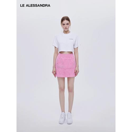 品牌直營 LE ALESSANDRA 竹節棉字母圓領短袖T恤女純棉短款上衣|T恤|ETMall東森購物網