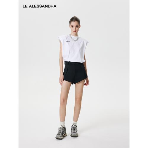 品牌直營 LE ALESSANDRA 可拆卸墊肩寬松休閑廓形無袖設計感T恤女|T恤|ETMall東森購物網
