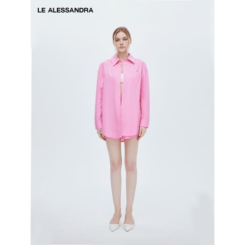 品牌直營 LE ALESSANDRA 女裝法式甜美粉色細鉆logo寬松襯衫上衣|襯衫|ETMall東森購物網