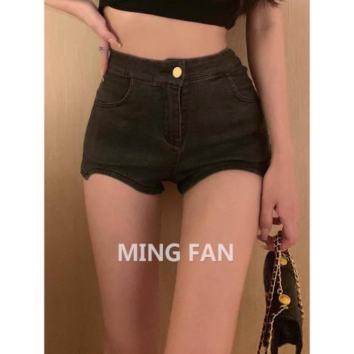 G2025夏季新款女裝辣妹不規則提臀牛仔短褲高腰顯瘦彈力包臀熱褲|牛仔褲|ETMall東森購物網