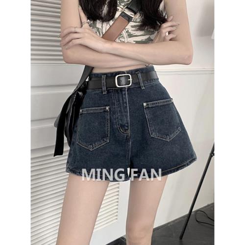 G2025年夏季薄新款女裝設計感高腰顯瘦時尚韓版闊腿A字牛仔短褲子|牛仔褲|ETMall東森購物網