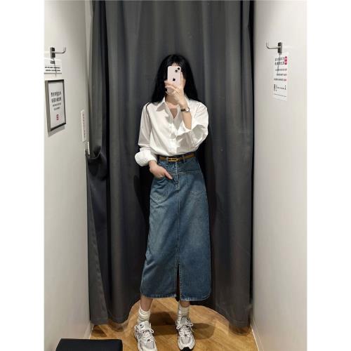 然然高個子女裝收腰a字珊珊到腳踝牛仔半身長裙氣質超長款夏季170|半身裙|ETMall東森購物網