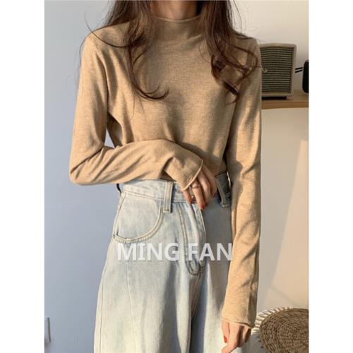 G2025年新款秋冬季女裝純色半高領厚實針織打底衫毛衣搭外套上衣|毛針織衫|ETMall東森購物網