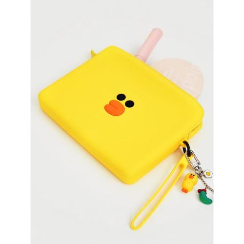 韓國Line Friends布朗熊硅膠腕帶零錢鑰匙包口罩衛生棉化妝收納包|錢包|ETMall東森購物網