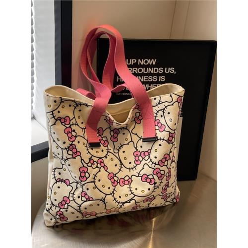 可愛卡通kt貓手提百搭單肩帆布包|托特包|ETMall東森購物網