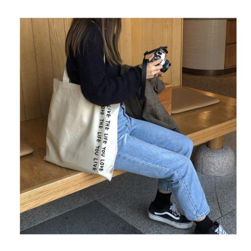 小布自制 韓國INS設計師小眾ins簡約風格字母休閑單肩拉鏈帆布包|通用款女包|ETMall東森購物網