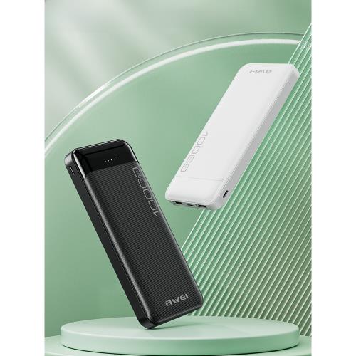 awei用維P37K超薄便攜充電寶雙USB雙向快充帶電量顯示方形可登機|行動電源|ETMall東森購物網