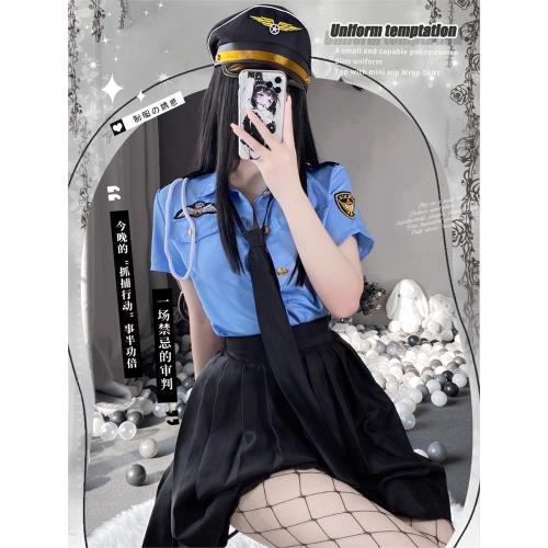 cutie：性感小胸女警制服誘惑衣服內衣睡裙cos長裙網襪黑絲套裝女|睡裙|ETMall東森購物網