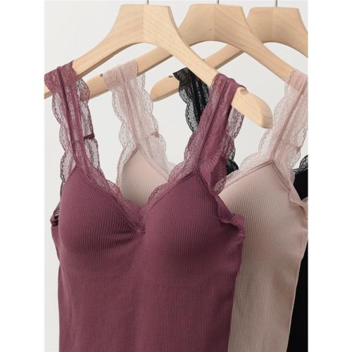 自帶罩杯 女士V領BRA吊帶背心薄軟坑條純色內搭打底衫 秋冬款內衣|吊帶/背心/T卹|ETMall東森購物網