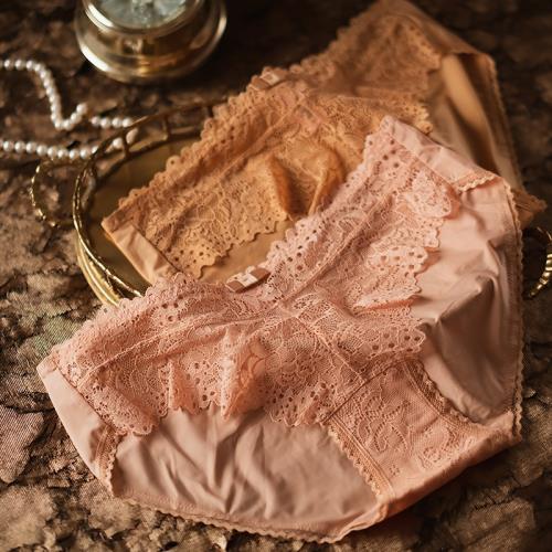 MIU Baby牛奶絲包臀透氣三角內褲鏤空蕾絲性感黑色法式中低腰棉檔|平角褲|ETMall東森購物網