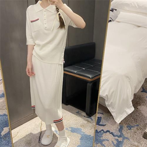 25春夏條紋tb學院風羊毛針織中長百褶裙松緊腰圍A字半身裙高版本|金秋購物節，全站最高39%回饋，消費滿額再抽999黃金|時尚防曬服|ETMall東森購物網