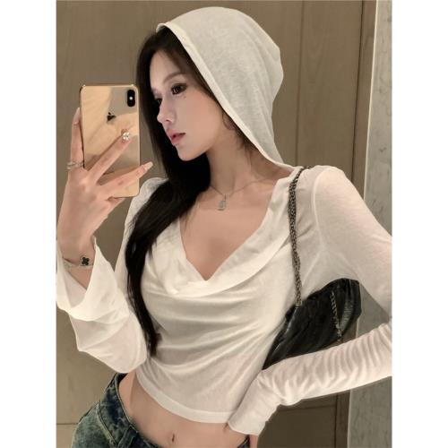 ET爵士 炸街拽酷辣妹連帽t恤女薄款jazz跳舞短款臍bm風上衣設計感|T恤|ETMall東森購物網