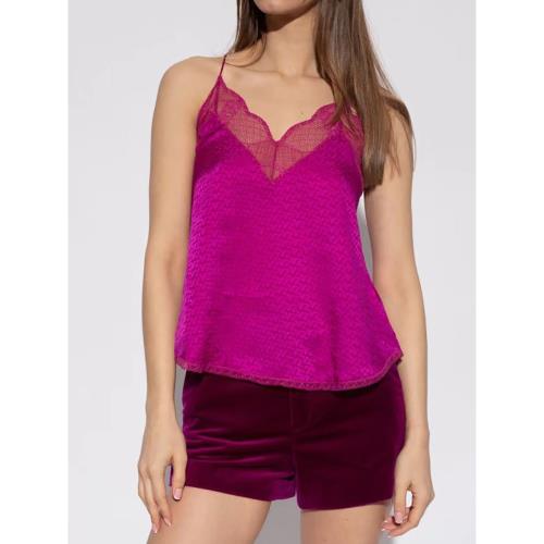 新款ZV真絲吊帶背心女V領蕾絲拼接提花暗紋外穿內搭露背法式性感|背心吊帶|ETMall東森購物網