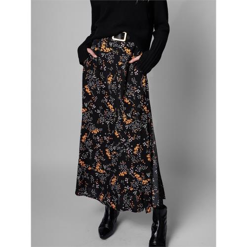 24新款ZV碎花雪紡半身裙加長款高個子到腳踝飄逸開叉A字法式性感|半身裙|ETMall東森購物網