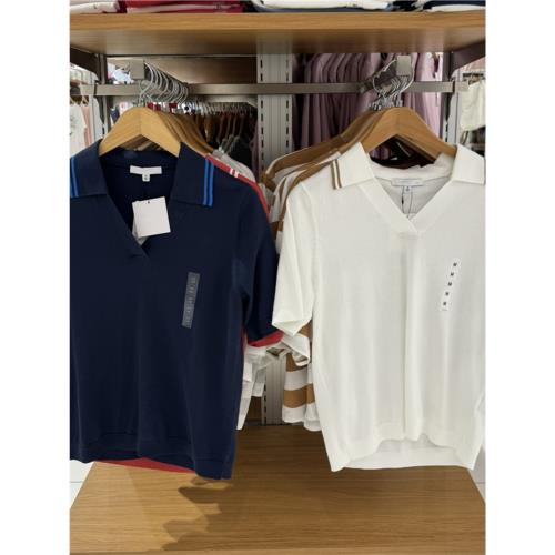 日單2024夏季女裝新款純色短袖針織polo衫套頭小V領上衣T恤466970|POLO衫|ETMall東森購物網