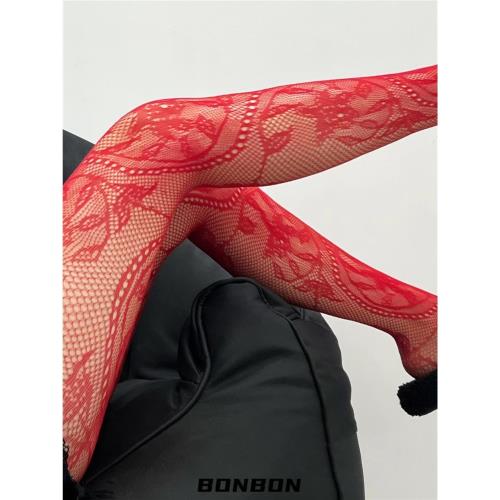 BON 纏繞的藤蔓網襪彩色不規則圖案紫藤花卉連褲襪不勾絲辣妹絲襪|褲襪/打底襪|ETMall東森購物網