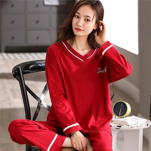 GP情侶紅色睡衣女純棉春秋款2025蛇年新款男結婚本命年家居服套裝|睡衣/家居服套裝|ETMall東森購物網