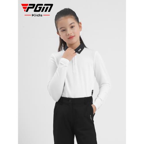 PGM兒童高爾夫服裝秋冬季女童衣服長袖上衣青少年柔軟高彈運動服|高爾夫服裝|ETMall東森購物網