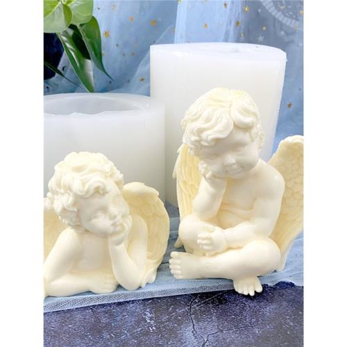 3D立體托腮小天使巧克力蛋糕模具硅膠diy手工滴膠石膏香薰蠟燭模|烘培DIY器|ETMall東森購物網