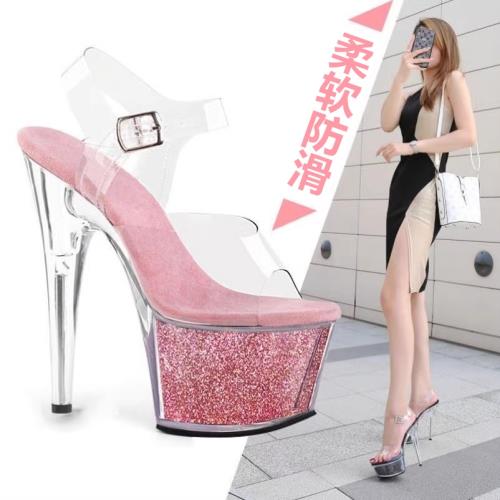 高跟鞋訓練專用15cm透明鋼管舞|時裝涼鞋|ETMall東森購物網