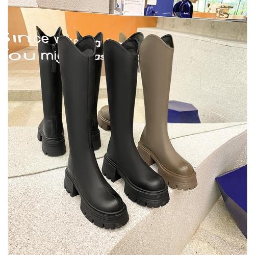 巨顯瘦V口小個子厚底不過膝長靴|騎士靴|ETMall東森購物網