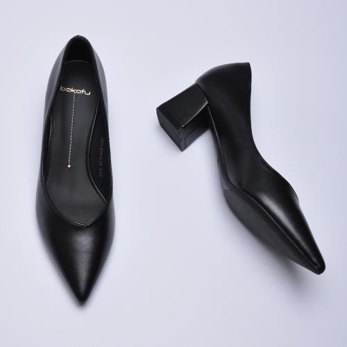 啞光V口尖頭單鞋2023年新款5cm工鞋女黑色職業高跟鞋女工作鞋3cm|淺口單鞋|ETMall東森購物網