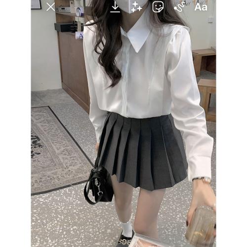 百褶裙套裝春秋小個子a字jk制服|半身裙|ETMall東森購物網