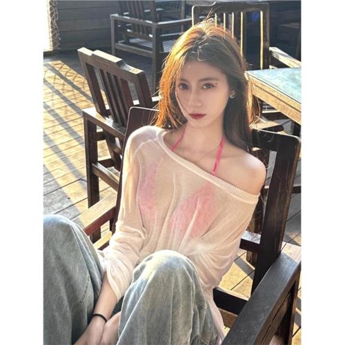 女裝慵懶風仿天絲薄紗長袖T恤|T恤|ETMall東森購物網