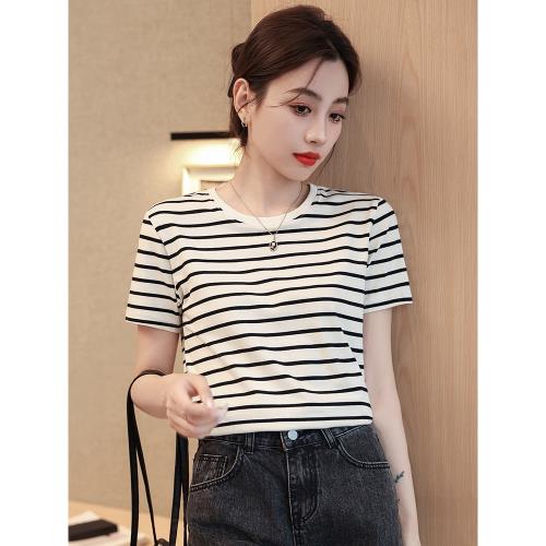 黑白修身2024新款顯瘦短袖t恤|T恤|ETMall東森購物網