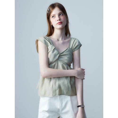 EGGKA肌理感流行壓褶拼接V領背心|背心吊帶|ETMall東森購物網