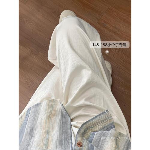 145小矮個子奶芙褲女夏季薄款梨形身材褲子高腰垂感抖抖褲九分xs|休閒褲|ETMall東森購物網