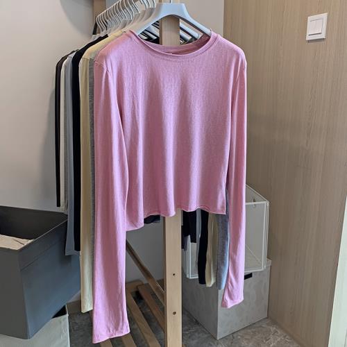 卷邊秋季2023新款修身長袖T恤|T恤|ETMall東森購物網