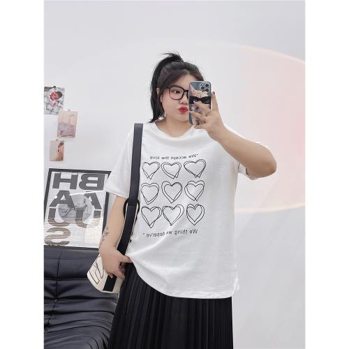 宛宛時尚胖mm愛心印花休閑短袖|大尺碼內搭|ETMall東森購物網