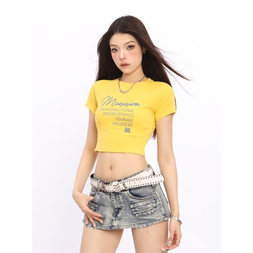 BIGGOLD修身露腰女夏y2k短袖T恤|T恤|ETMall東森購物網