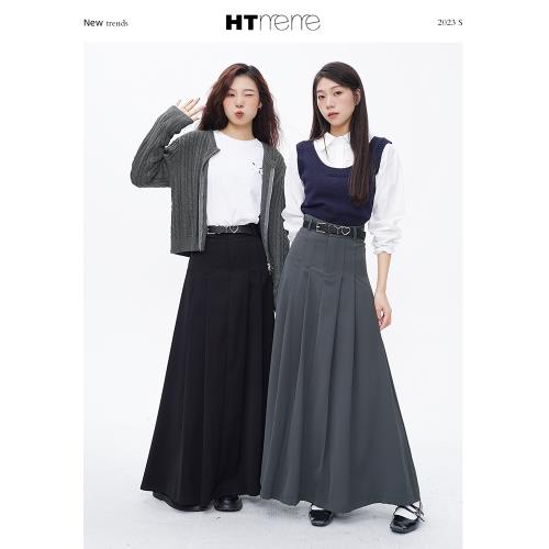 花田櫥窗HTmeme時髦精腔調~高腰百褶半身裙女春秋顯瘦a字西裝長裙|半身裙|ETMall東森購物網