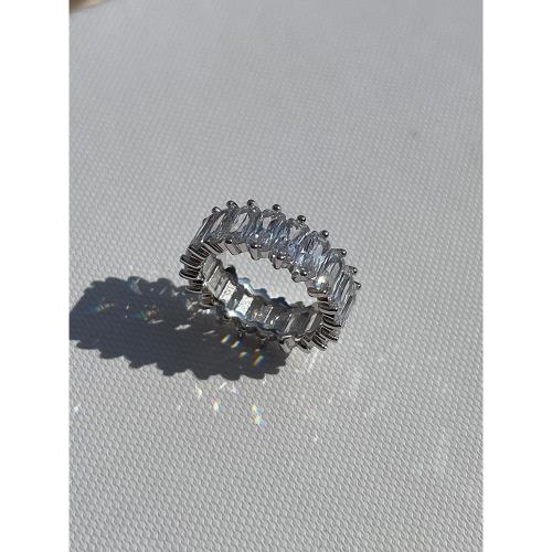 s925方形放射閃光進口鋯石排鉆|戒指/指環|ETMall東森購物網