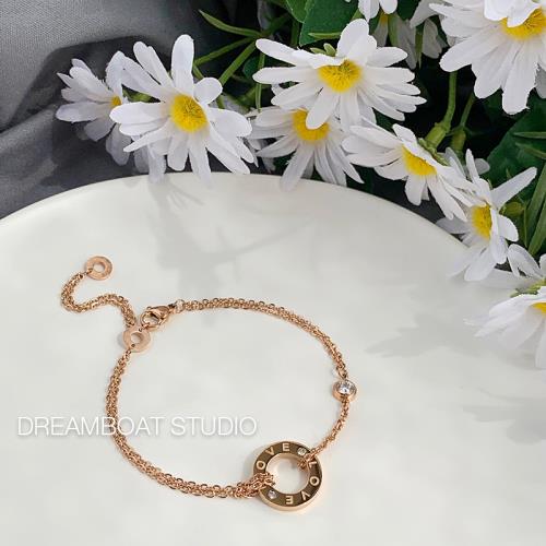 love歐美女圓環鍍18K玫瑰金手鏈|手鍊|ETMall東森購物網