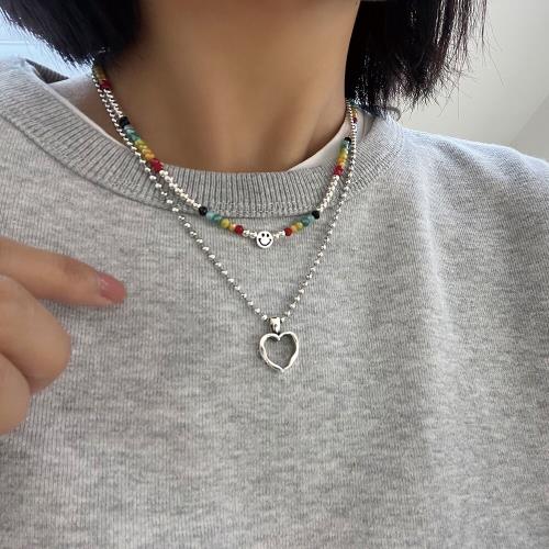 ins 925純銀雙層疊戴項鏈女串珠|項鍊|ETMall東森購物網