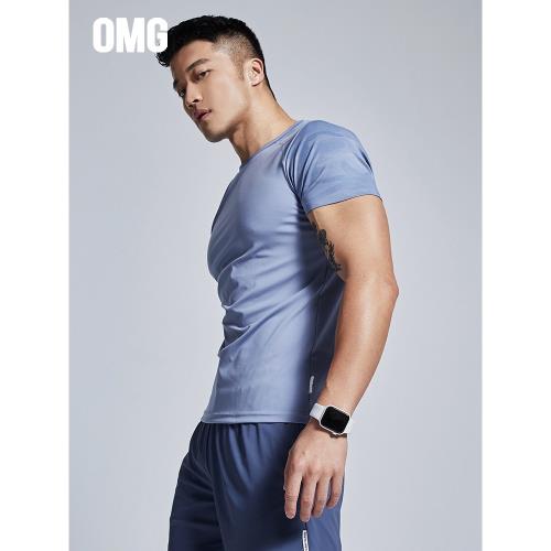 OMG潮牌錦綸高彈力男士吸濕透氣健身衣服跑步訓練緊身短袖運動T恤|金秋購物節，全站最高39%回饋，消費滿額再抽999黃金|健身衣|ETMall東森購物網