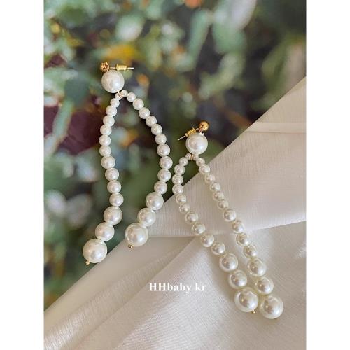 【HHBABY KR】施家進口珍珠耳環 黃銅鍍18k金法式小眾流蘇耳釘|耳環|ETMall東森購物網